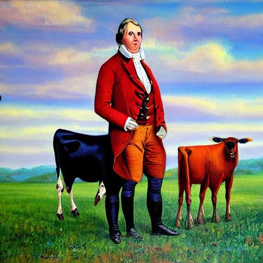 A painting of Edward Jenner with a cow, natural ligh... | OpenArt