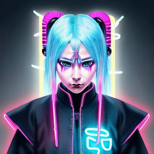 Ultra detailed portrait of cyberpunk female samurai...