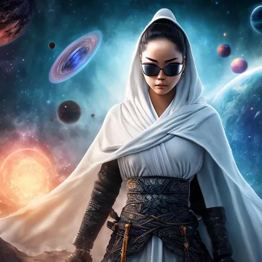 create photograph of beautiful female ninja who is...