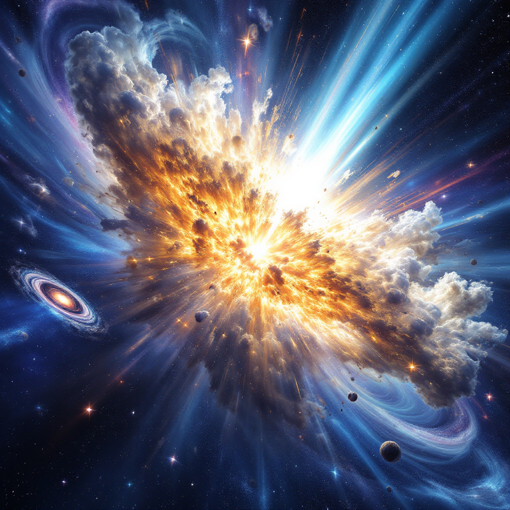 gamma ray burst emerging from a dying star, vivid co...
