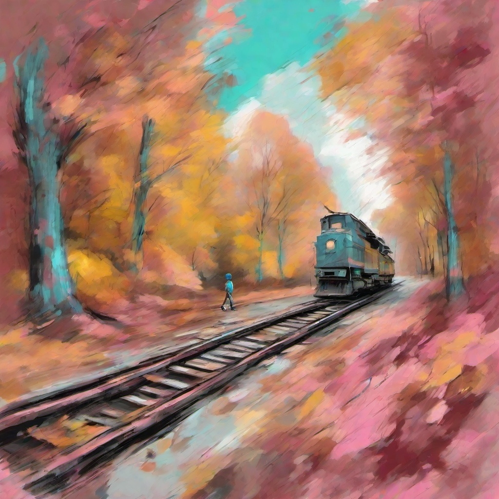 Perfect 2D artwork abstract painting of a little bo...