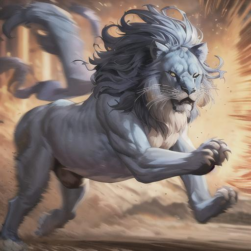 perfect studio photography majestic blue lion in mot... | OpenArt