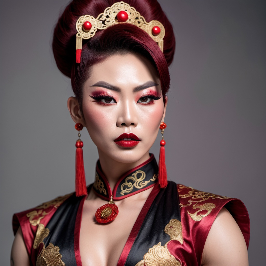 gorgeous muscular 25-year-old Chinese drag queen (st...