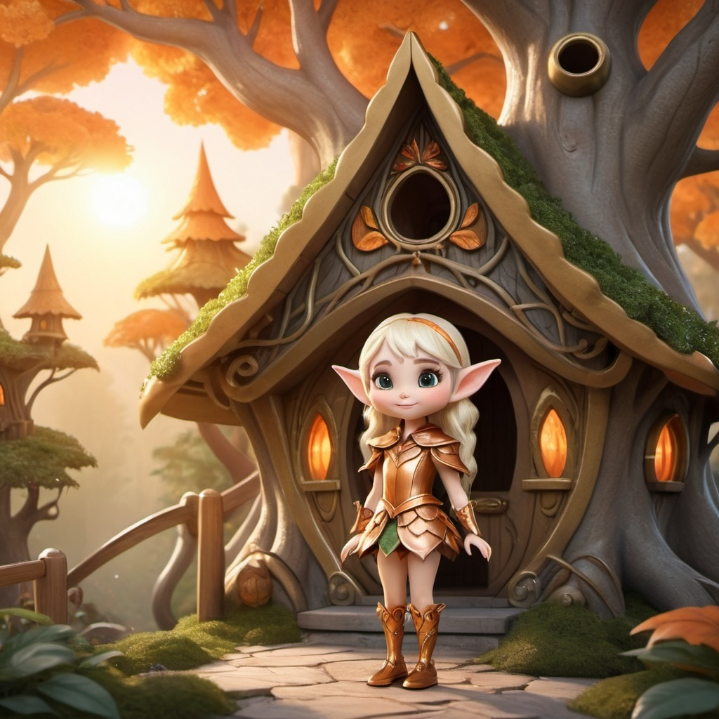 A cute little blonde headed elf with paisley ears we...