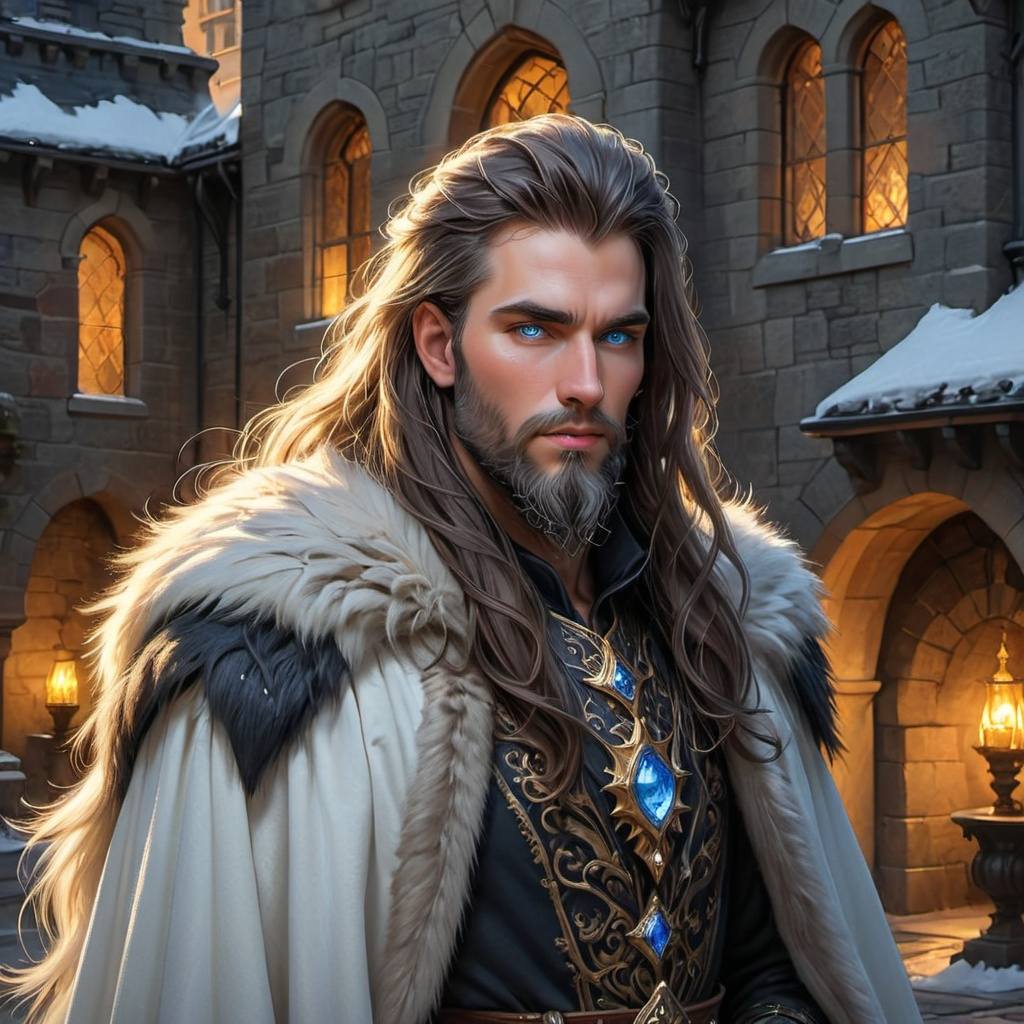 (Full body)A handsome Northern King, piercing blue e...