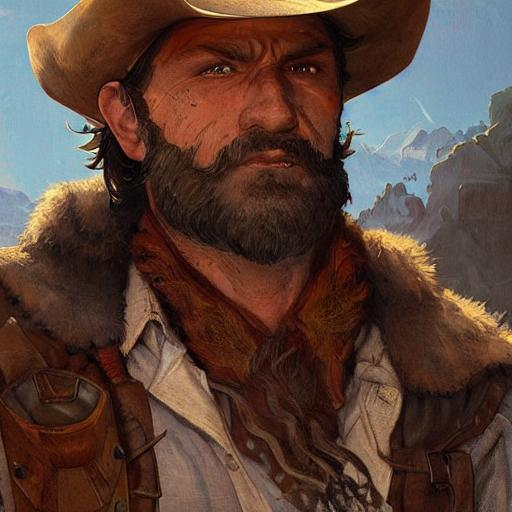 rugged bearded cowboy, painted fantasy character por... | OpenArt