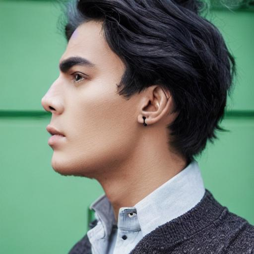 photograph of beautiful man with one green left eye... | OpenArt