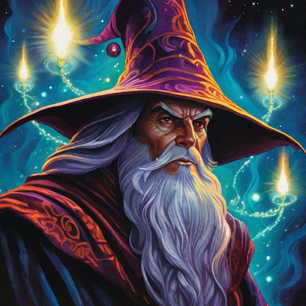 "The evil wizard, in the style of Jordan Grimmer, de...