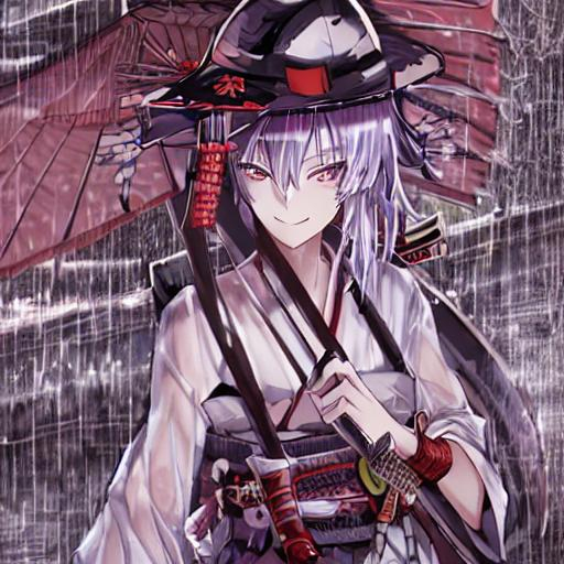best friends, samurai, chill night, rainy, smiling,... | OpenArt
