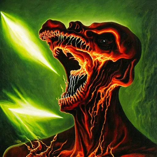 Ultrarealistic macabre painting of a Demon. The Dem... | OpenArt