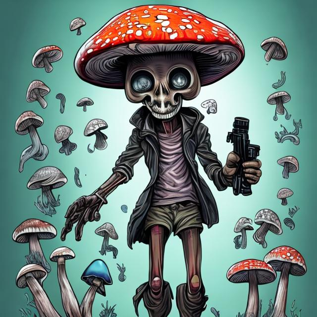 a human body with a mushroom face, mushroom arms, mu... | OpenArt