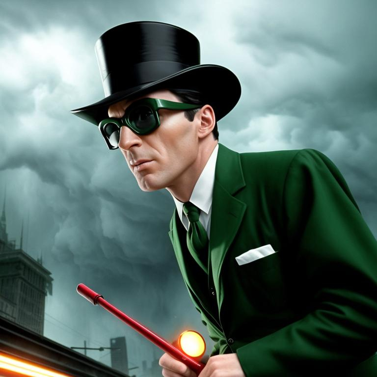 Photography of 1960 (((the riddler))), with cane, ha... | OpenArt