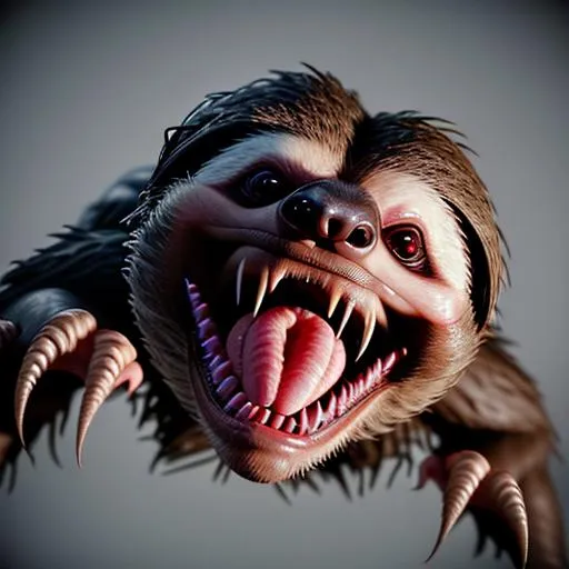 Hyper realistic render of an evil screaming sloth, h... | OpenArt