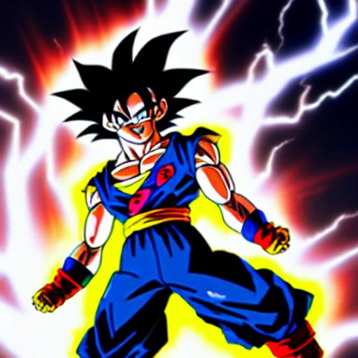 ssj goku with lightning and darkness swirling all ar... | OpenArt