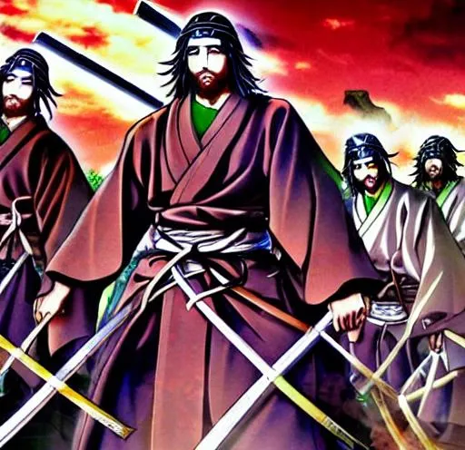 Anime war scene graphic High detail Samurai warrior... | OpenArt