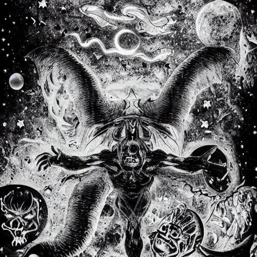 space, demon, lunar, cryptic, void, black and white,...