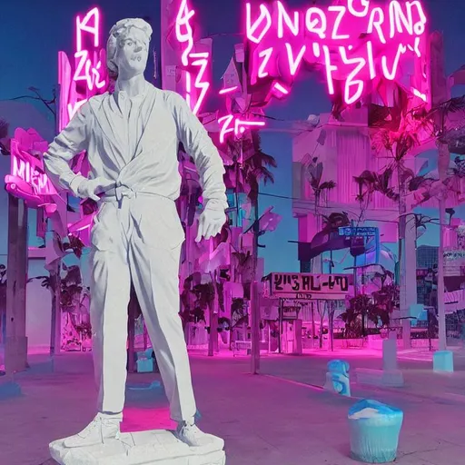 king rizz vaporwave synthwave retrowave statue 1980... | OpenArt