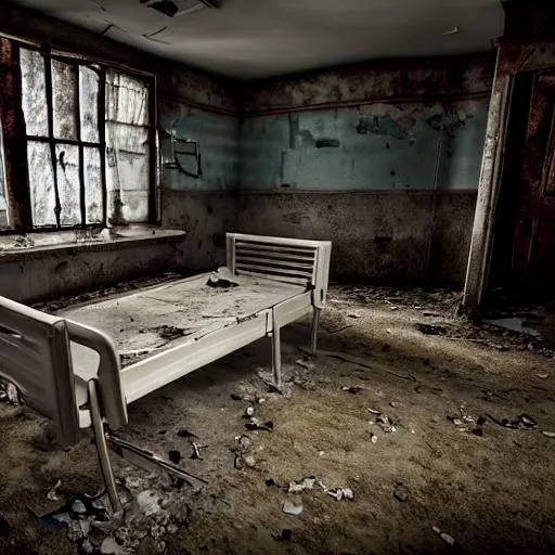 Scary room with haunted bed and ghost in closet, eer... | OpenArt