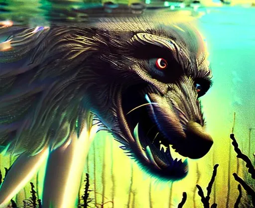 Werewolf breathing in water while underwater | OpenArt