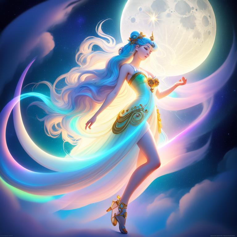 Digital style painting, moon goddess, style of Pixar... | OpenArt
