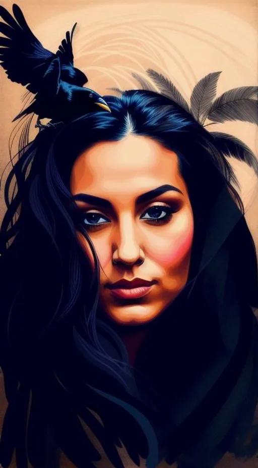 A line sketch closeup portrait of a wide eyed woman...