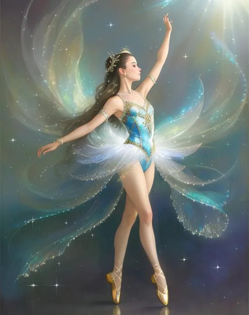 Photorealistic portrait of a beautiful ballerina wea...