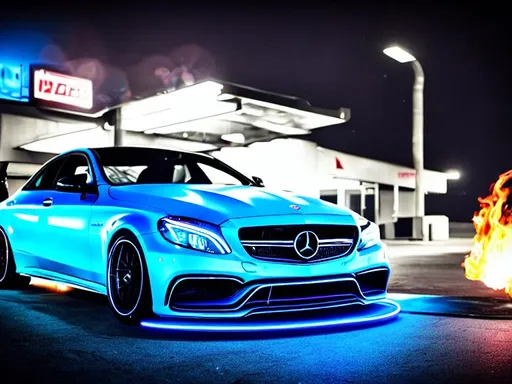 Black track modified Mercedes Amg c63 at Le Mans, Pe... | OpenArt