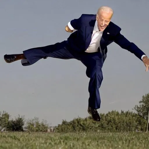 Joe Biden racing down city streets, motion blur, hig... | OpenArt