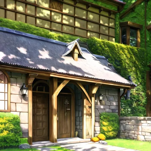 extreme close up side view front door, anime style,... | OpenArt