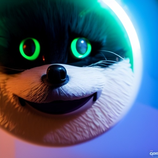 Sonic the hedgehog face closeup fisheye lens, night...