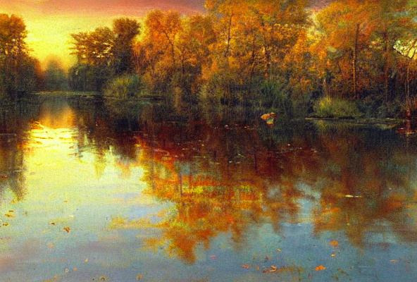 Pond, autumn, sunset, beautiful artwork by Fyodor Al... | OpenArt