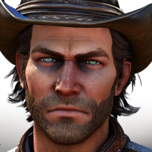 A Blender 3D version of Arthur Morgan with blue eyes...