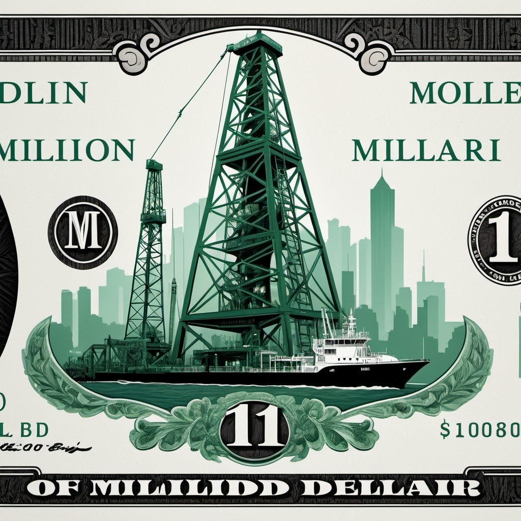 Design of 1 million dollar paper with logo of a dril...
