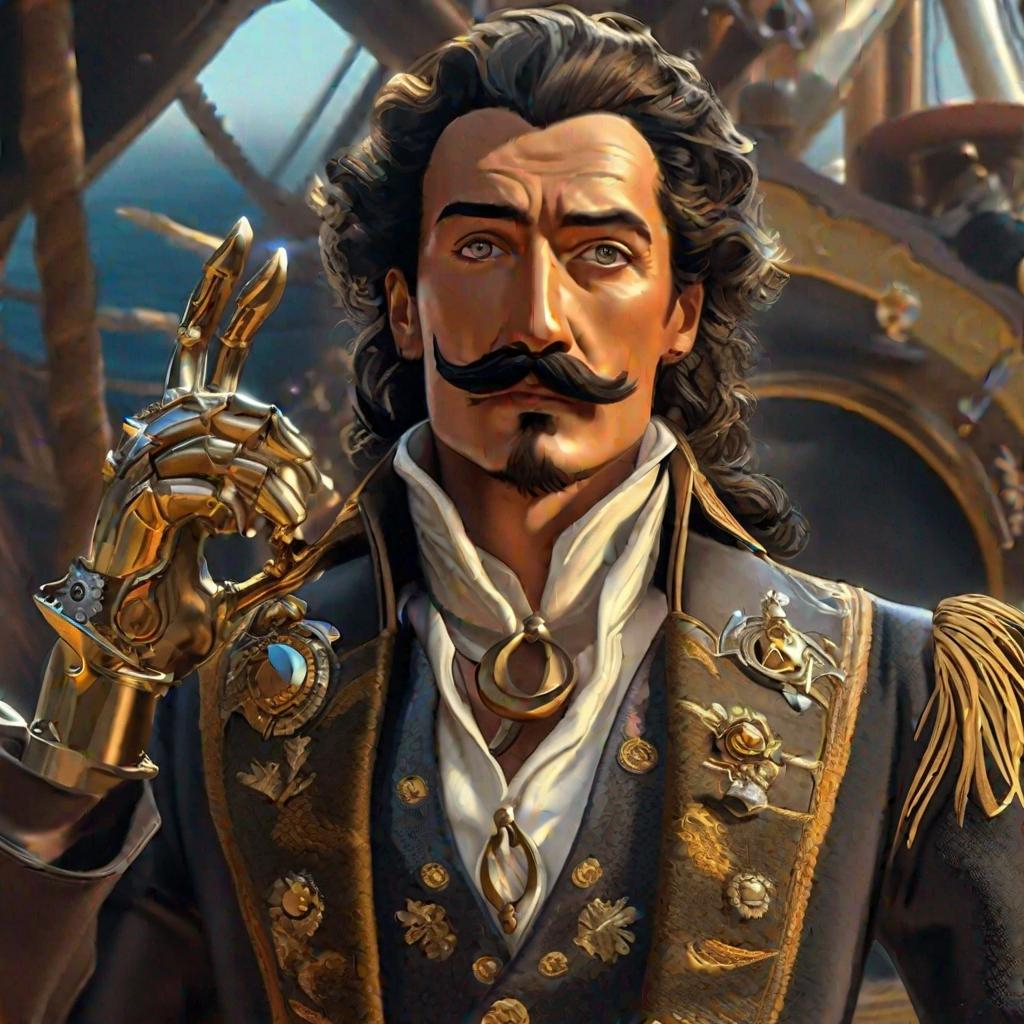 mechanical arm, handsome, salvadori Dali mustache, u...
