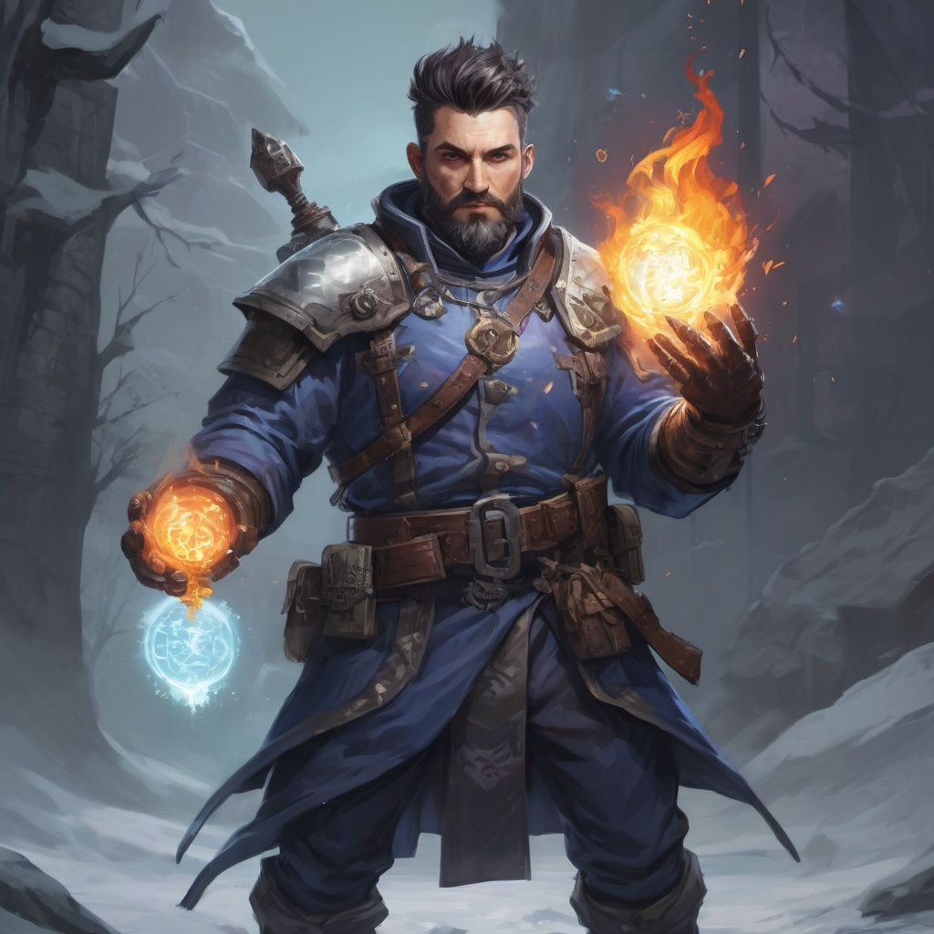 Male stocky heavy-set arcane-alchemist with short-cu...