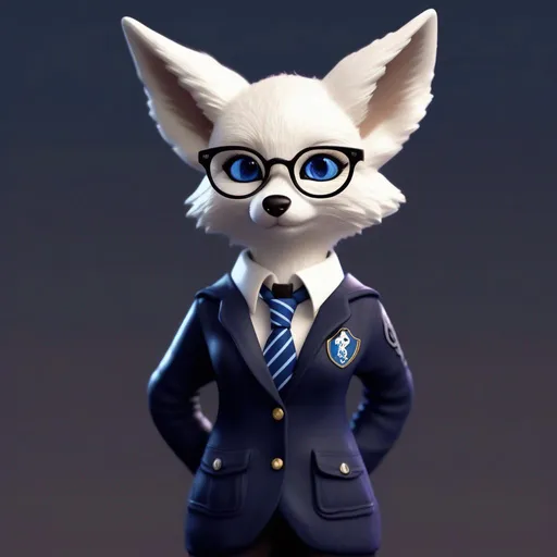 3D, Blue cardboard, humanoid, anthropomorphic Fennec... | OpenArt