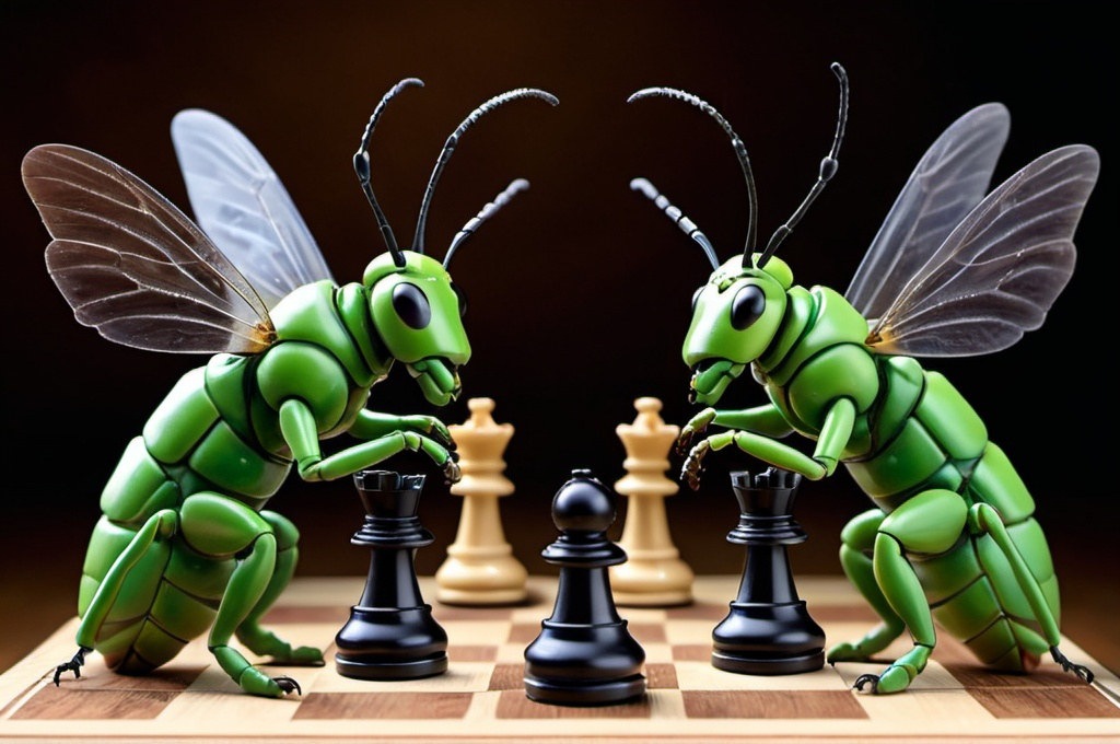 Strange insects playing chess