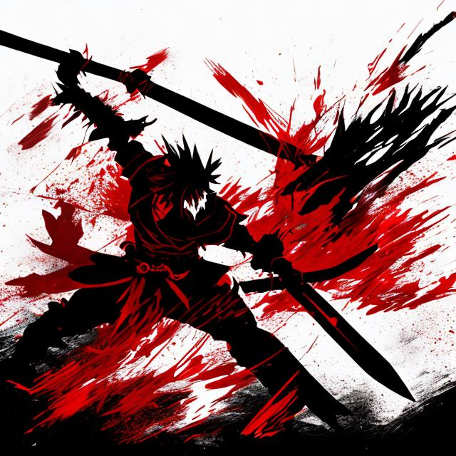 red and black, 3 swords, vertical, dragon, art, ash,...