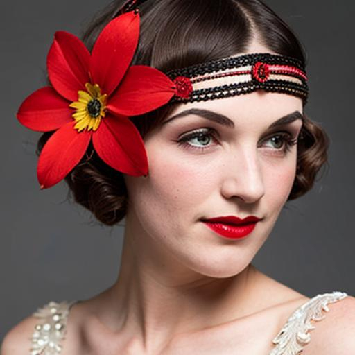 1920s Flapper with red flower headpiece | OpenArt