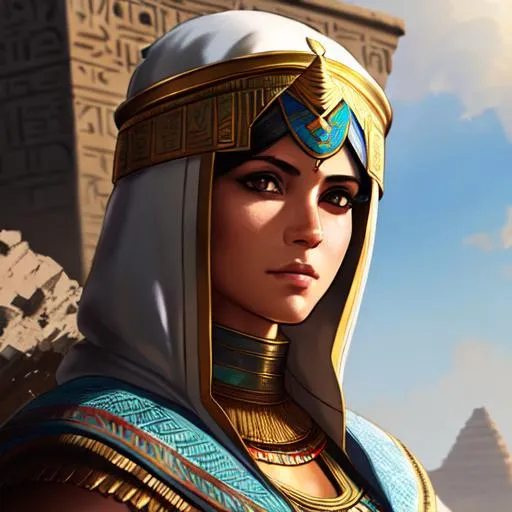 Third person, gameplay, cleopatra, tannish skin, bla... | OpenArt
