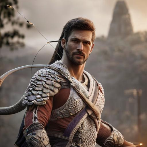 Strong man, ranger in scale mail, white dragon scale... | OpenArt