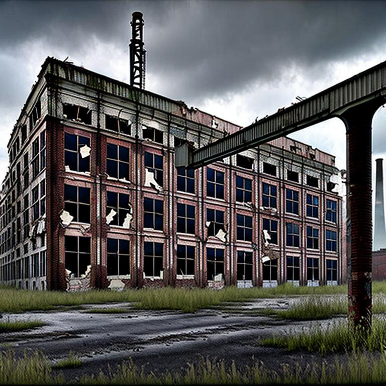 Hyper realistic photo of an abandoned factory. | OpenArt