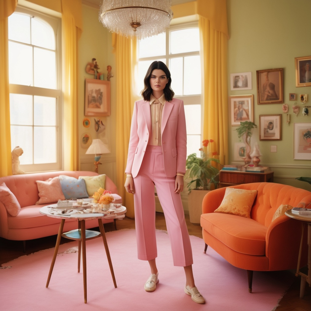 Kendall Jenner as in a Wes Anderson movie