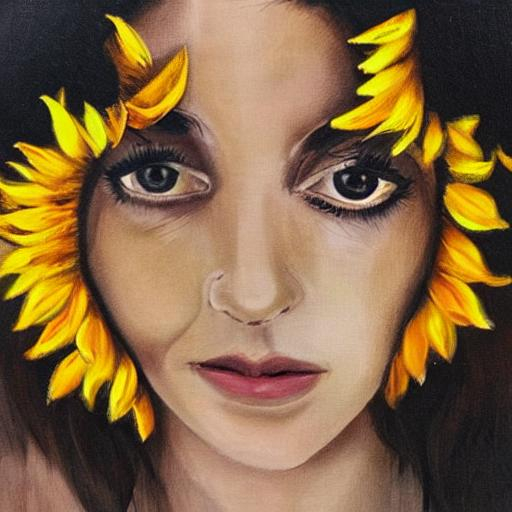 a woman with sunflower eyes | OpenArt
