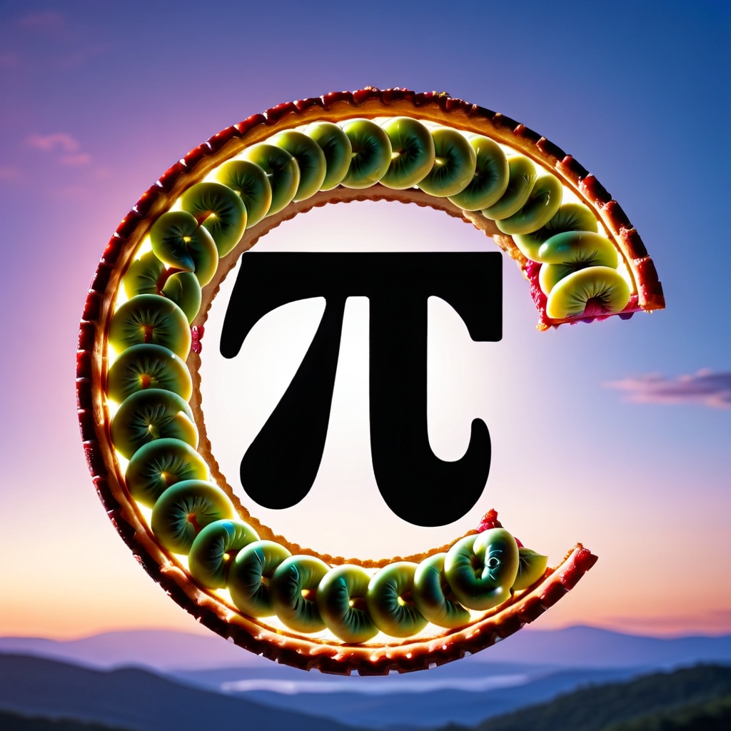 The pi symbol from the Pi network in the land of Pi