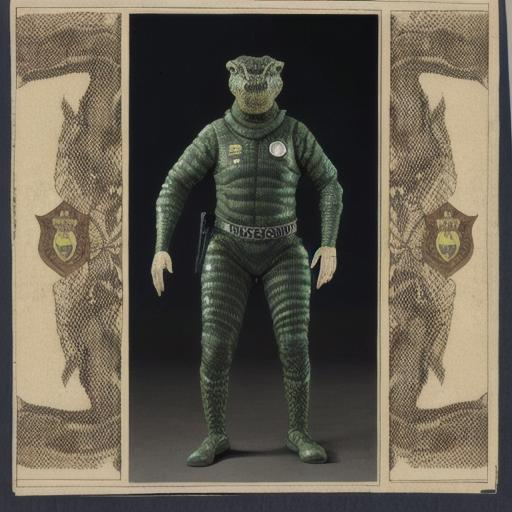 A bipedal humanoid snake in a police uniform.