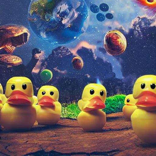 Rubber Duck Aliens visiting the Earth for the first... | OpenArt