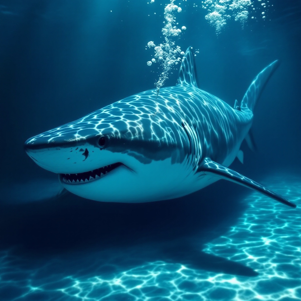 Make a photo of a 40 foot shark?