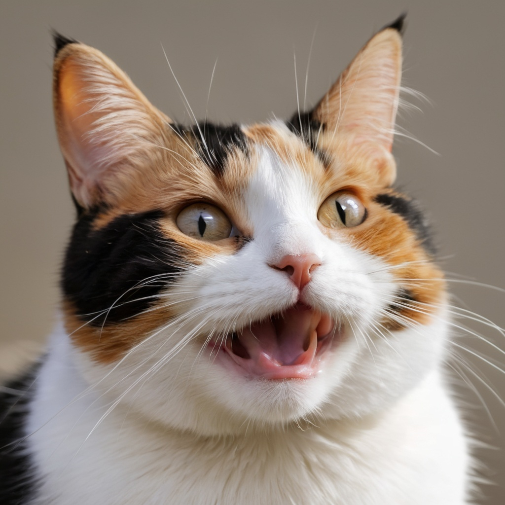 happy calico cat