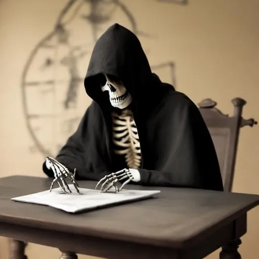 Close up of the Grim Reaper looking into a cauldron... | OpenArt